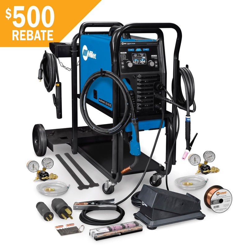 Miller Multimatic 220 AC/DC Multiprocess Welder w/Dual Cylinder Cart ...