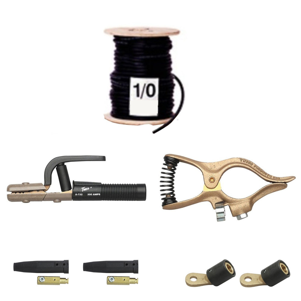 100 Ft. Stick Welding Leads, 100' Cable, Holder, Ground Clamp Set