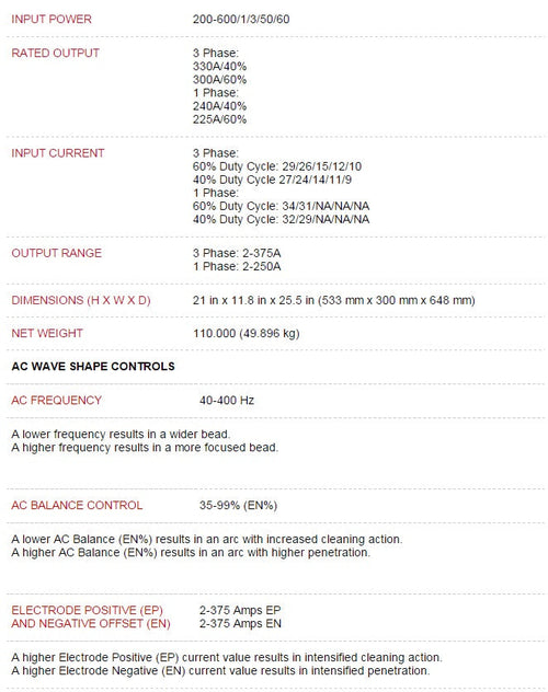 Lincoln Aspect 375 Ready-pak Ac/dc Tig Welder (K3946-2) for Sale